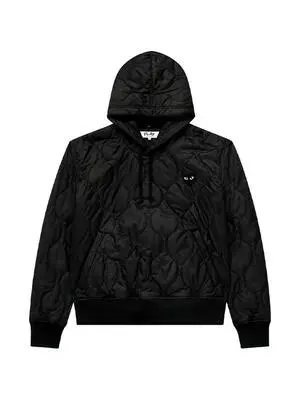 Play Comme Des Garcon Quilted Heart Logo Hoodie Jacket - Black