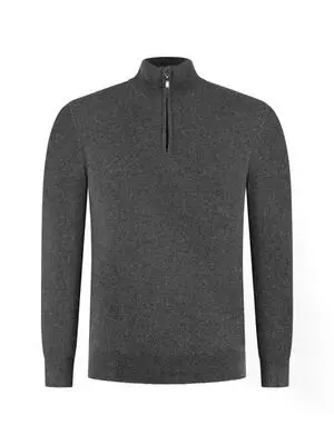 DORIANI CASHMERE Quarter-zip Knitted Sweater - Grey