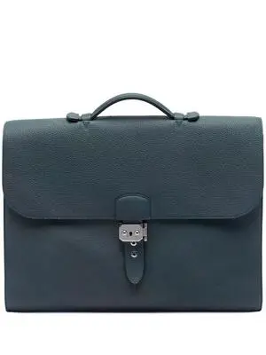 Hermès 2013 Togo Verso Sac A Depeches 38 Business Bag - Blue