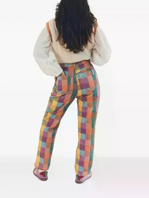 FAVORITE PEOPLE Bookstore Check-pattern High-waisted Trousers