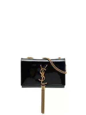 Saint Laurent 2014 Small Patent Monogram Kate Tassel Crossbody Bag - Black
