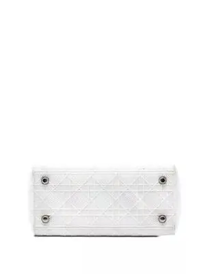 Dior 2020 Medium Embroidered Canvas Cannage Lady D Lite Satchel