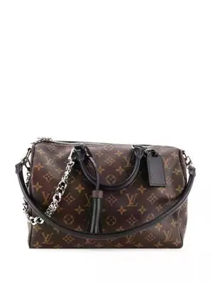 LOUIS VUITTON Dark Speedy Soft Bandouliere Bag Monogram Canvas 30 Satchel - Black