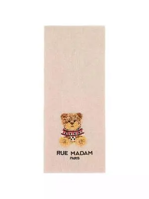 RUE MADAM PARIS Teddy-patch Logo-embroidered Scarf - Neutrals