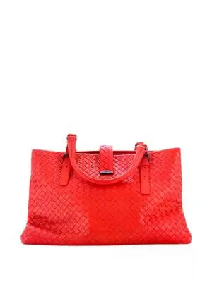 Bottega Veneta Roma Bag Intrecciato Nappa Medium Tote Bag - Red
