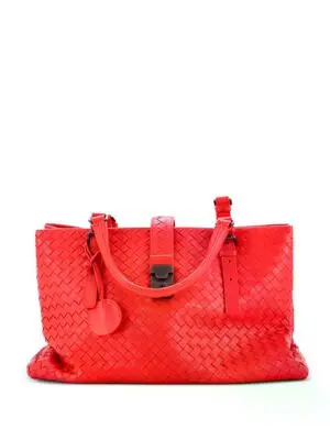 Bottega Veneta Roma Bag Intrecciato Nappa Medium Tote Bag - Red