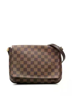 LOUIS VUITTON 2003 Damier Ebene Musette Tango Long Strap Crossbody Bag - Brown
