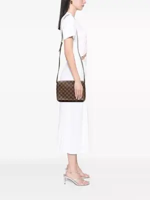 LOUIS VUITTON 2003 Damier Ebene Musette Tango Long Strap Crossbody Bag