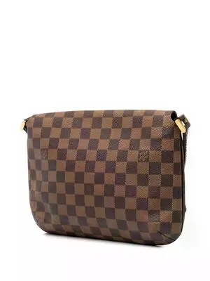 LOUIS VUITTON 2003 Damier Ebene Musette Tango Long Strap Crossbody Bag
