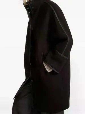 YVES SALOMON Leather-trim Oversized Coat