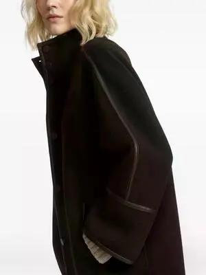 YVES SALOMON Leather-trim Oversized Coat