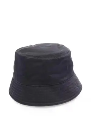 Prada 2010s Re-nylon Logo Plate Bucket Hat - Black