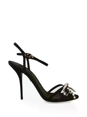 Dolce & Gabbana Crystal-embellished Bow Sandals - Black