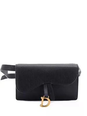 Dior Saddle Rectangular Leather Belt Bag - Black