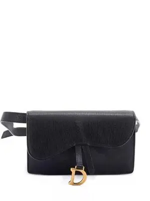 Dior Saddle Rectangular Leather Belt Bag - Black