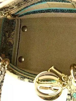 Dior Lady D-lite Bag Embroidered Canvas Medium Satchel - Blue
