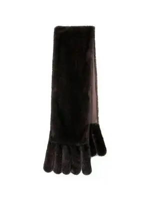 LUISA CERANO Faux-fur Fringed Scarf - Brown
