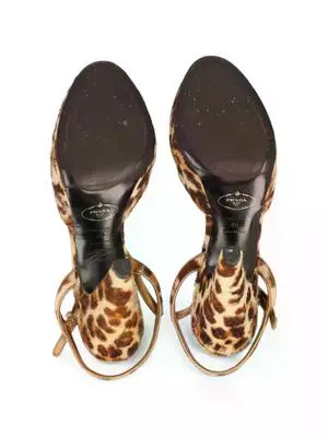 Prada Leopard-print Peep-toe Sandals