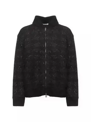PANICALE Sequin-embellished Houndstooth Jacket - Black