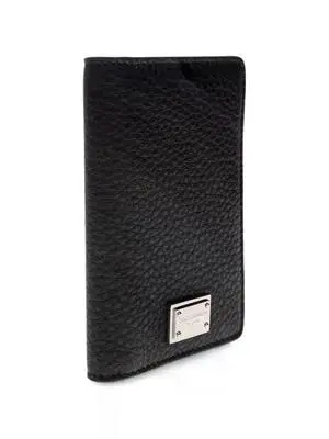 Dolce & Gabbana Logo-plaque Pebbled Leather Cardholder - Black