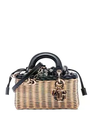 Dior 2023 Micro Wicker Oblique Lady D Joy Satchel - Neutrals