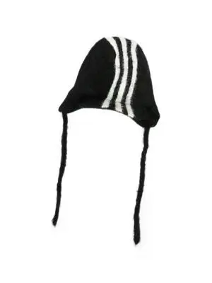 Y3 Stripe-detail Trapper Hat - Black