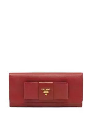 Prada Fiocco Bow-detail Leather Wallet - Red