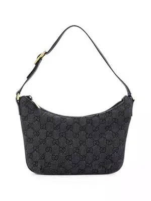 Gucci Vintage Pochette Shoulder Bag Gg Canvas Small Hobo Bag - Black