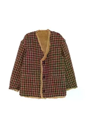 R13 Reversible Check-pattern Coats - Red