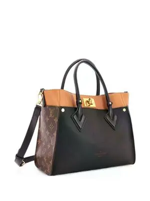 LOUIS VUITTON On My Side Leather With Monogram Canvas Mm Tote Bag - Black
