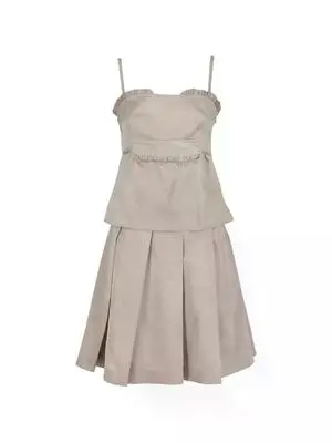 Miu Miu Ruffle-trim Pleated Top And Skirt Set