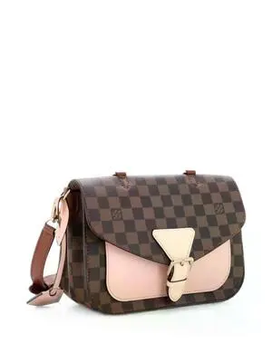 LOUIS VUITTON Beaumarchais Handbag Damier With Leather Shoulder Bag - Neutrals