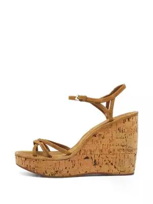Prada Suede Wedge Sandals - Brown