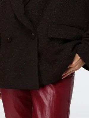HANITA Double-breasted Lurex Blazer With Peak Lapels And Padded Shoulders - Brown