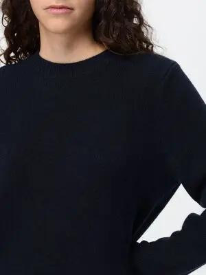 Barbour Long-sleeved Crewneck Jumper In A Wool And Cashmere Blend - Blue
