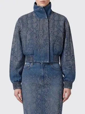 Liu Jo High-neck Cotton Jacket With Crystal Embellishments - Denim