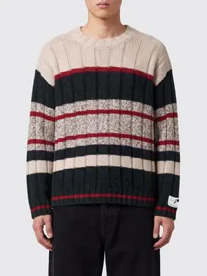 GOLDEN GOOSE Striped Crewneck Jumper In Alpaca Blend With Applied Logo