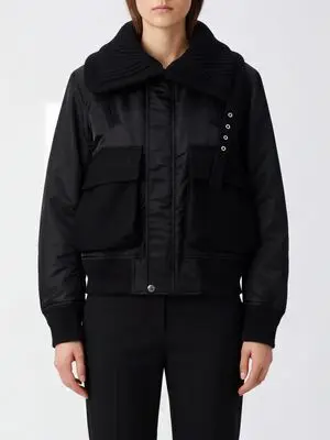 Sacai Padded Nylon Bomber Jacket With Hood And Fur Collar - Black