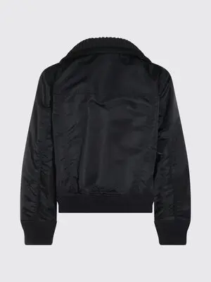 Sacai Padded Nylon Bomber Jacket With Hood And Fur Collar