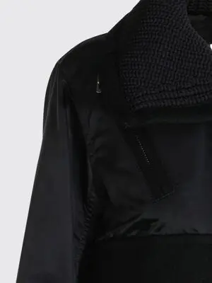 Sacai Padded Nylon Bomber Jacket With Hood And Fur Collar