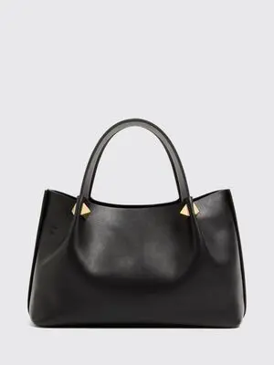 Valentino Garavani Leather Handbag With Studs And Vlogo Signature - Black