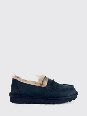 UGG Ellis Nubuck Leather Penny Loafers With Shearling Lining - Black