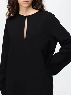 Liviana Conti Megan Viscose Mini Tunic Dress With Long Sleeves And Teardrop Neckline - Black