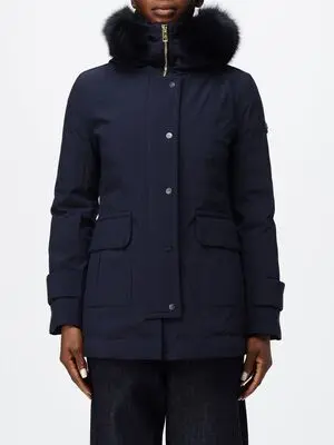Peuterey Knee-length Polyester Parka With Shearling Hood And Applied Logo - Blue
