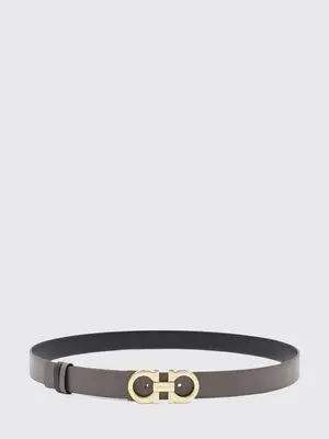 FERRAGAMO 2.5 Cm Reversible Leather Belt With Gancini Buckle Grey
