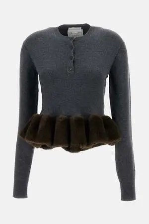 Stella McCartney Wool Blend Cardigan With Peplum Hem - Multicolor
