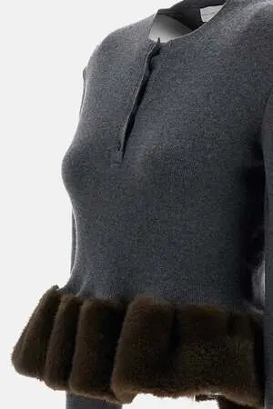Stella McCartney Wool Blend Cardigan With Peplum Hem - Multicolor