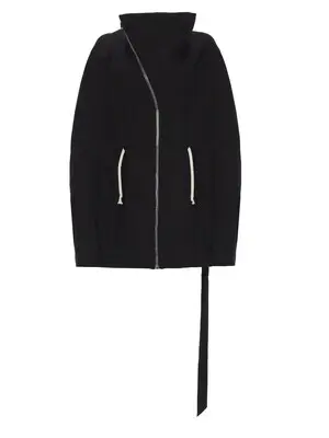 Rick Owens Giacca "mountain" Con Zip Asimmetrica - Black