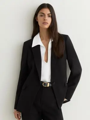 REISS Gabi Single-breasted Suit Blazer - Black