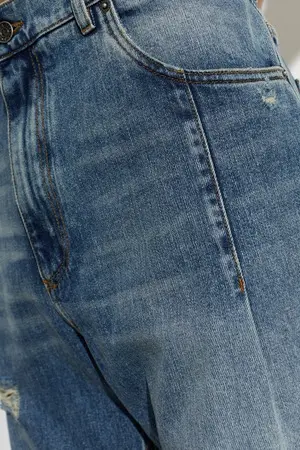 Dolce & Gabbana Pleated Distressed Jeans By